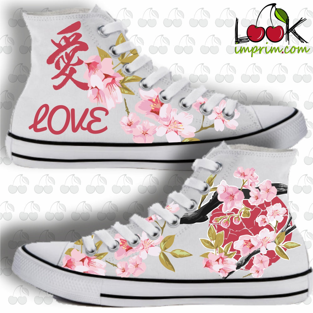 BASKET SAKURA - basket personnalisée | de type Converse – Look Imprim : Basket personnalisée, Sac