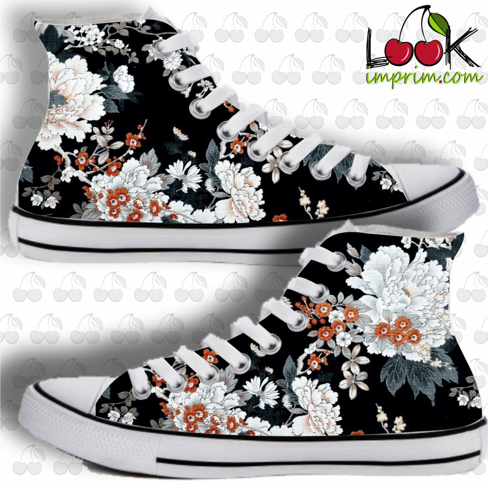BASKET ART FLOWER - basket personnalisée | de type Converse – Look Imprim : Basket personnalisée ...