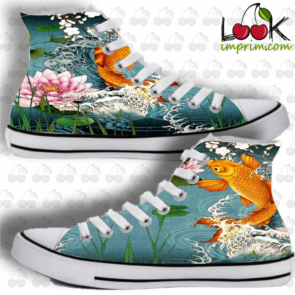 BASKET ART KOI - basket personnalisée | de type Converse – Look Imprim : Basket personnalisée, Sac