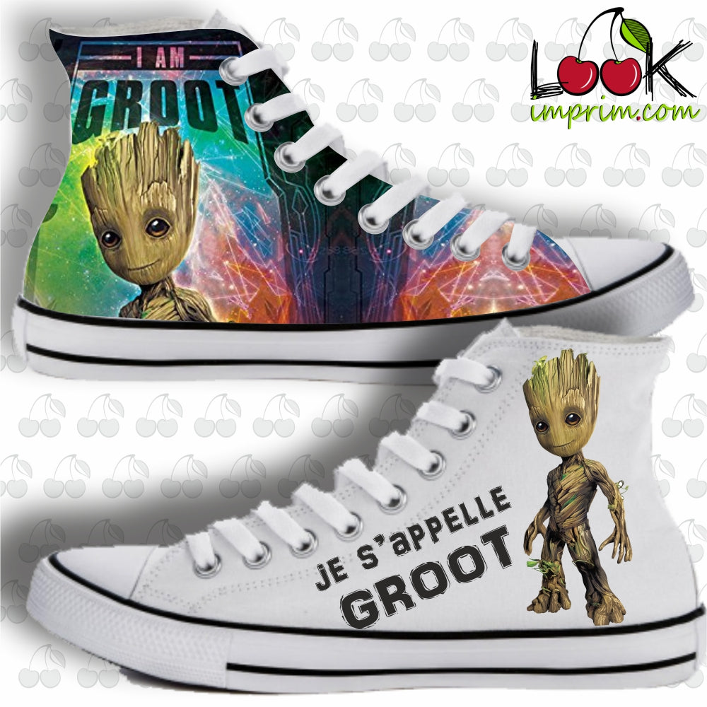 BASKET GROOT- basket personnalisée | de type Converse – Look Imprim : Basket personnalisée, Sac