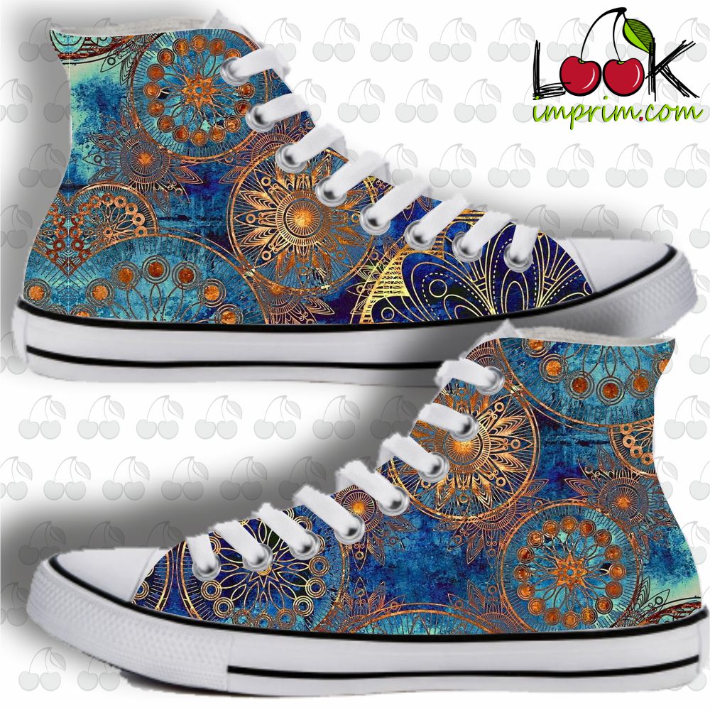 BASKET MANDALA OR - basket personnalisée | de type Converse – Look Imprim : Basket personnalisée ...