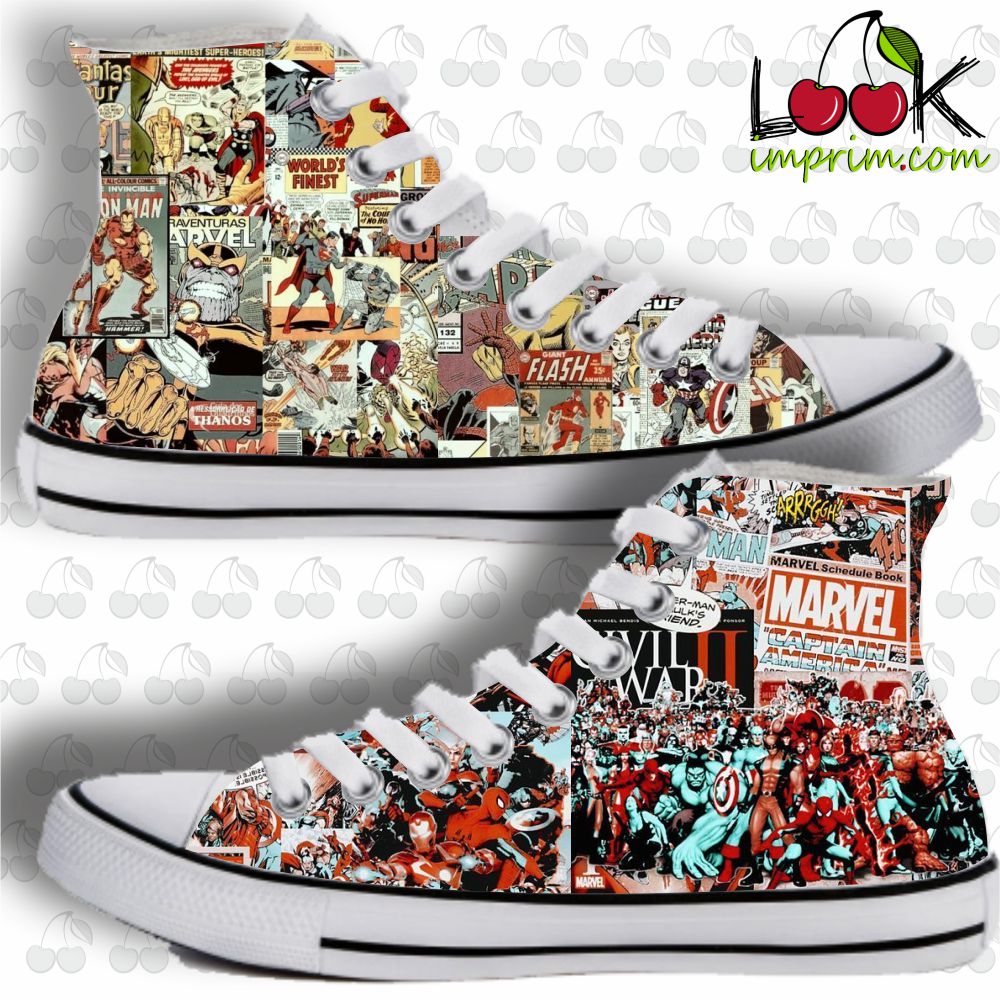 BASKET MARVEL - basket personnalisée | de type Converse – Look Imprim : Basket personnalisée, Sac