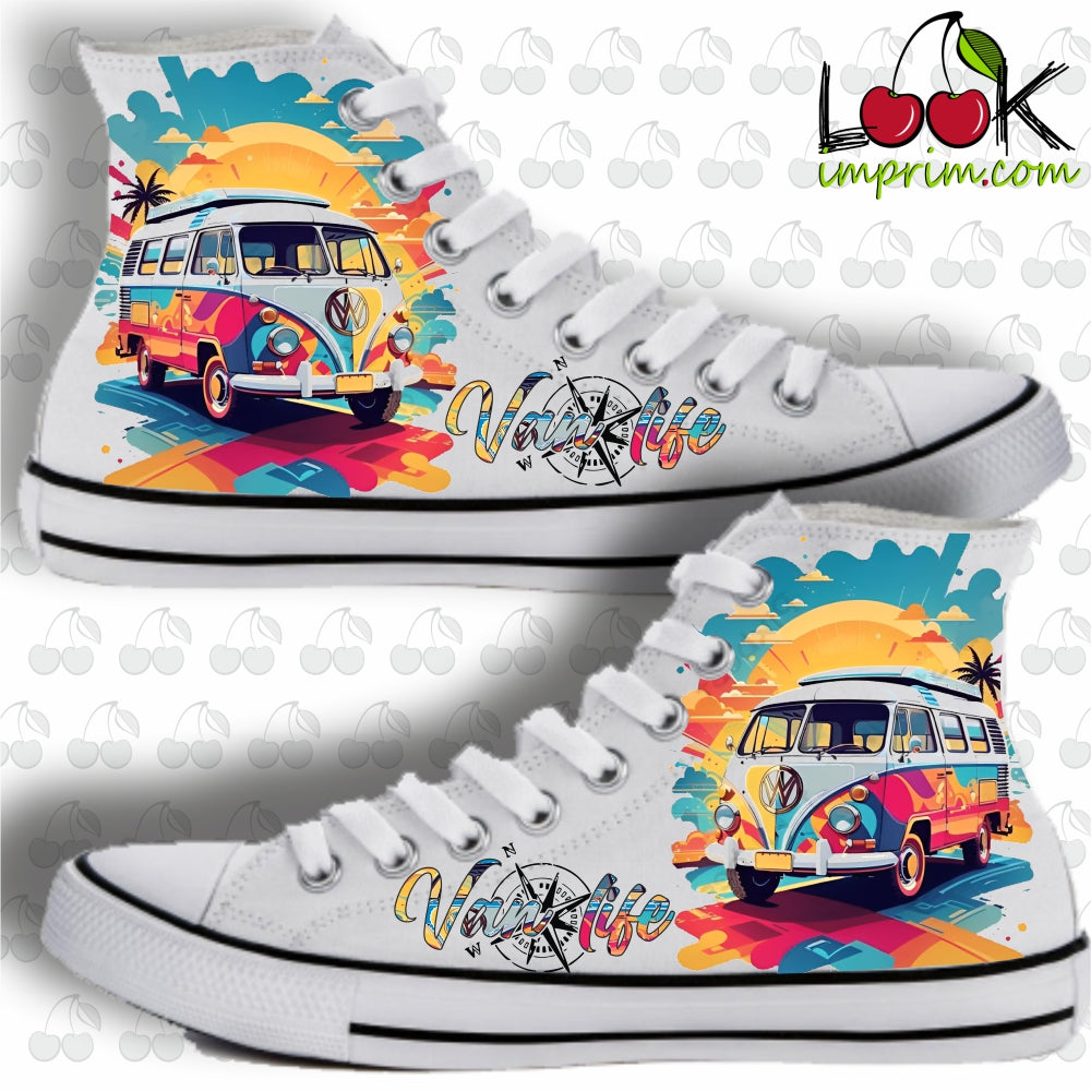 BASKET VAN LIFE - basket personnalisée | de type Converse – Look Imprim : Basket personnalisée, Sac