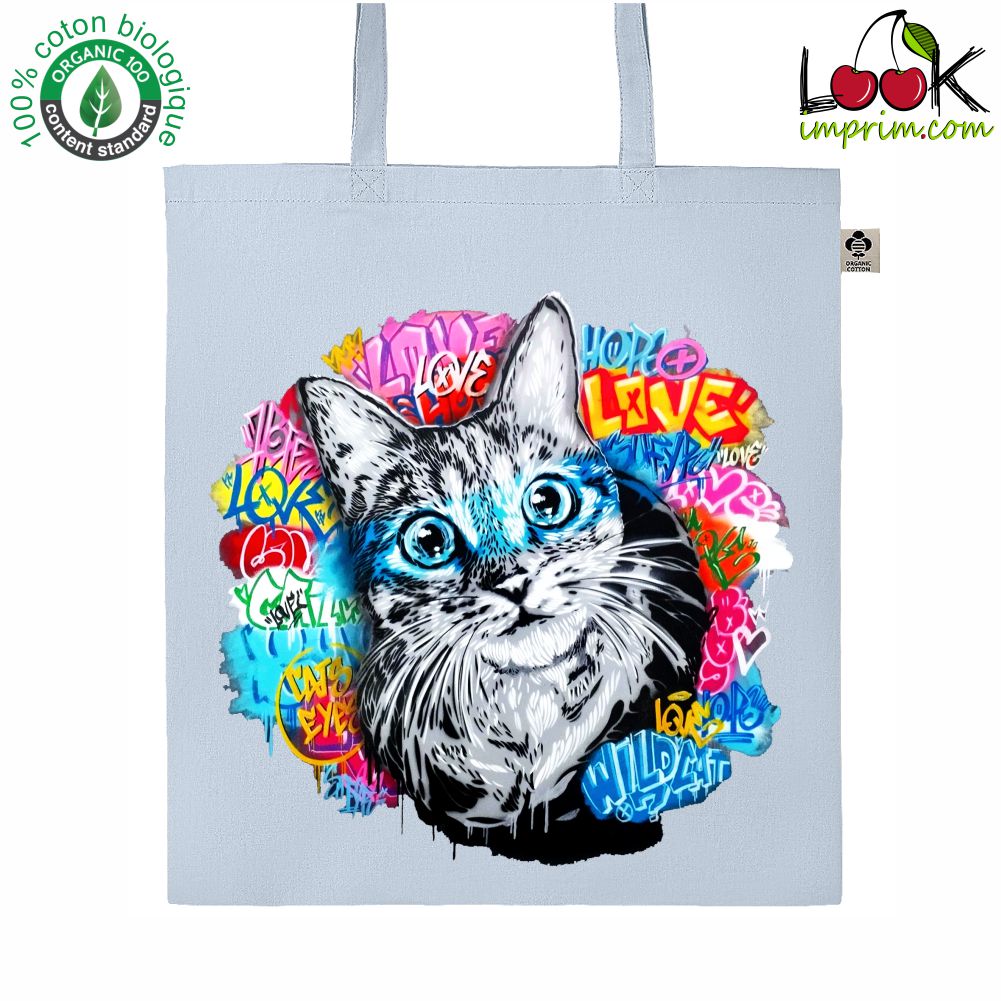 TOTEBAG LOVE CAT – Look Imprim : Basket personnalisée, Sac