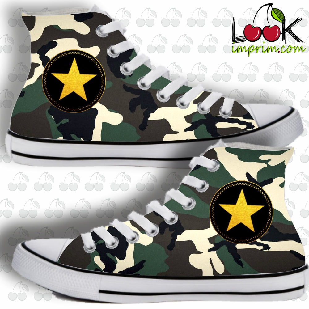 BASKET ARMY- basket personnalisée | de type Converse – Look Imprim : Basket personnalisée, Sac