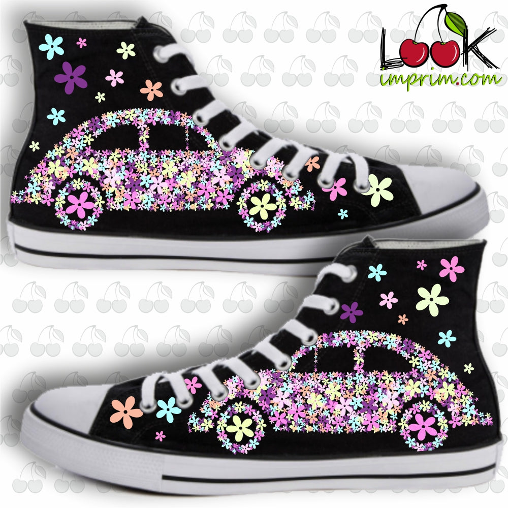BASKET COX FLOWER - basket personnalisée | de type Converse – Look Imprim : Basket personnalisée ...
