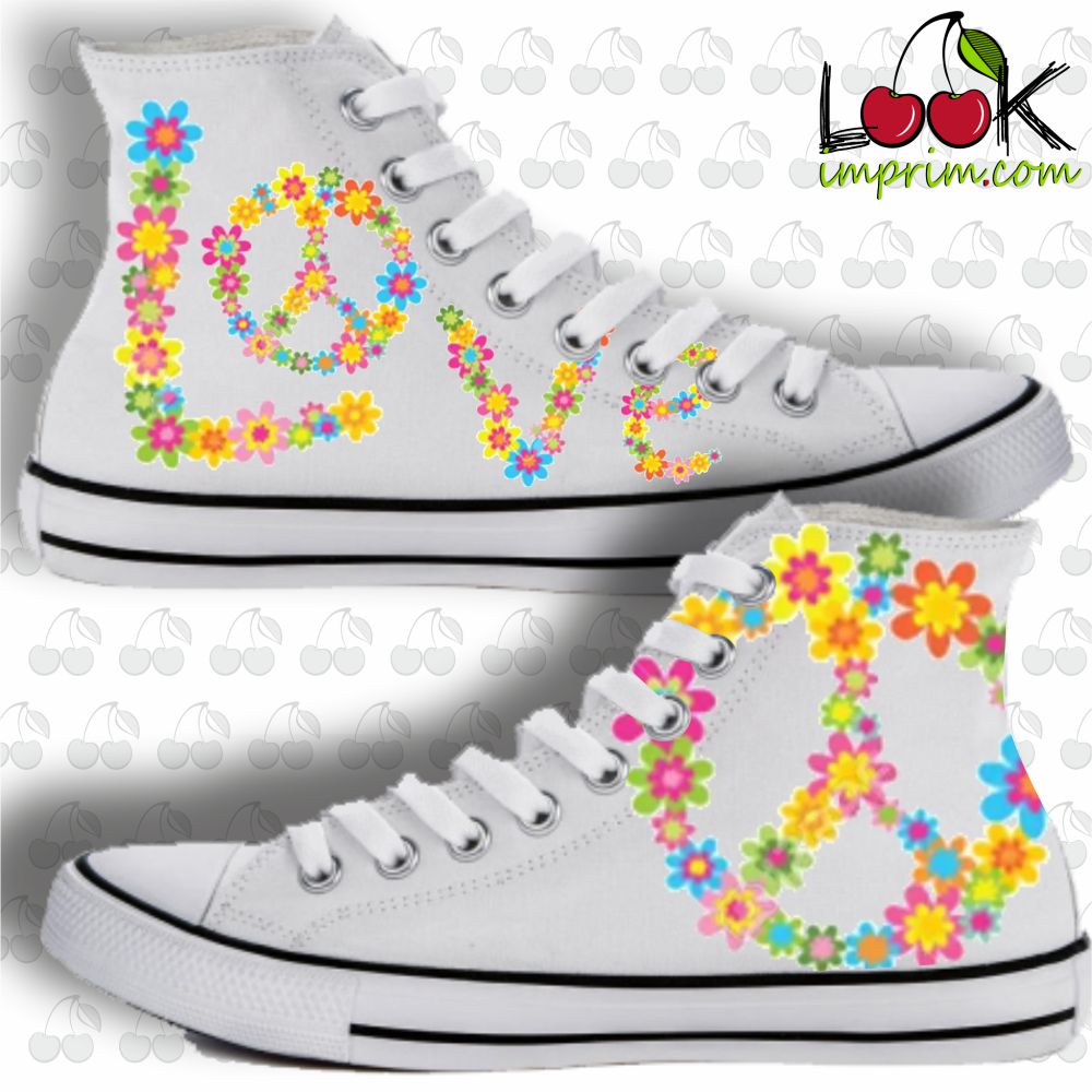 BASKET LOVE FLOWER - basket personnalisée | de type Converse – Look Imprim : Basket ...
