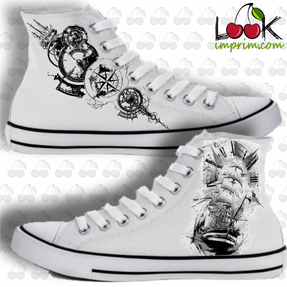 BASKET NAVIGATION- basket personnalisée | de type Converse – Look Imprim : Basket personnalisée, Sac